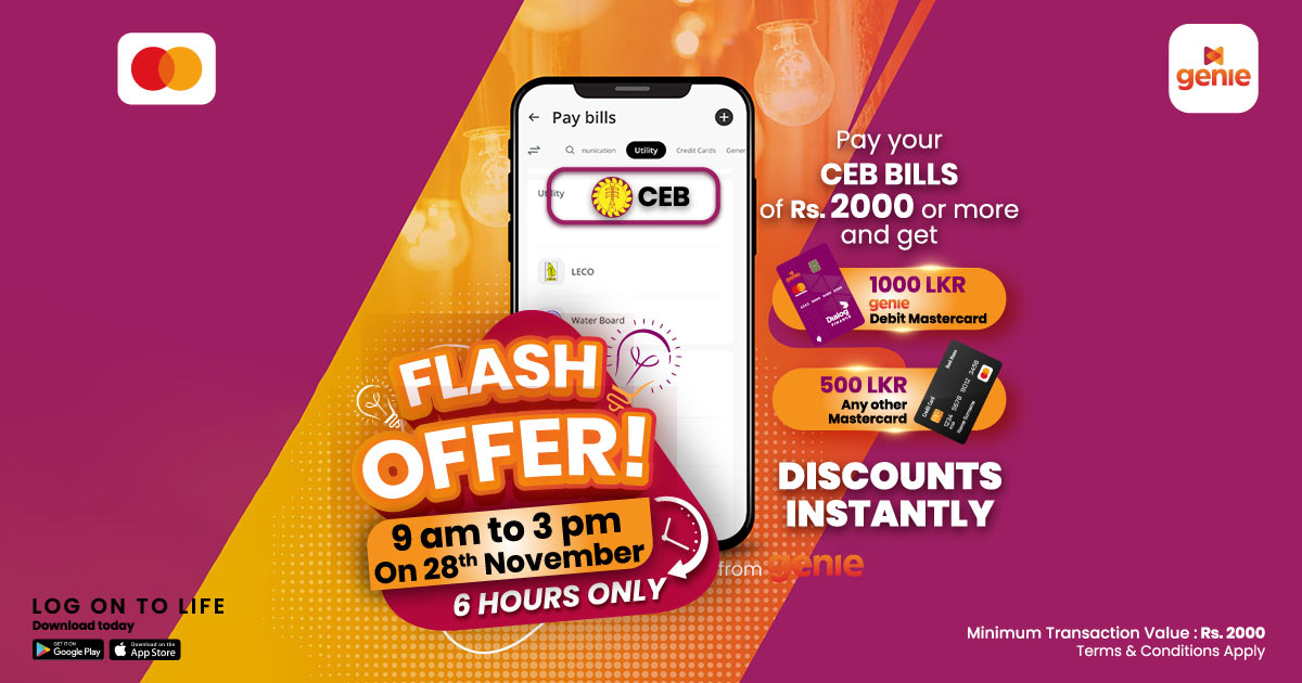 FLASH OFFER ! Pay your CEB bills with genie and save big | Promotions ...