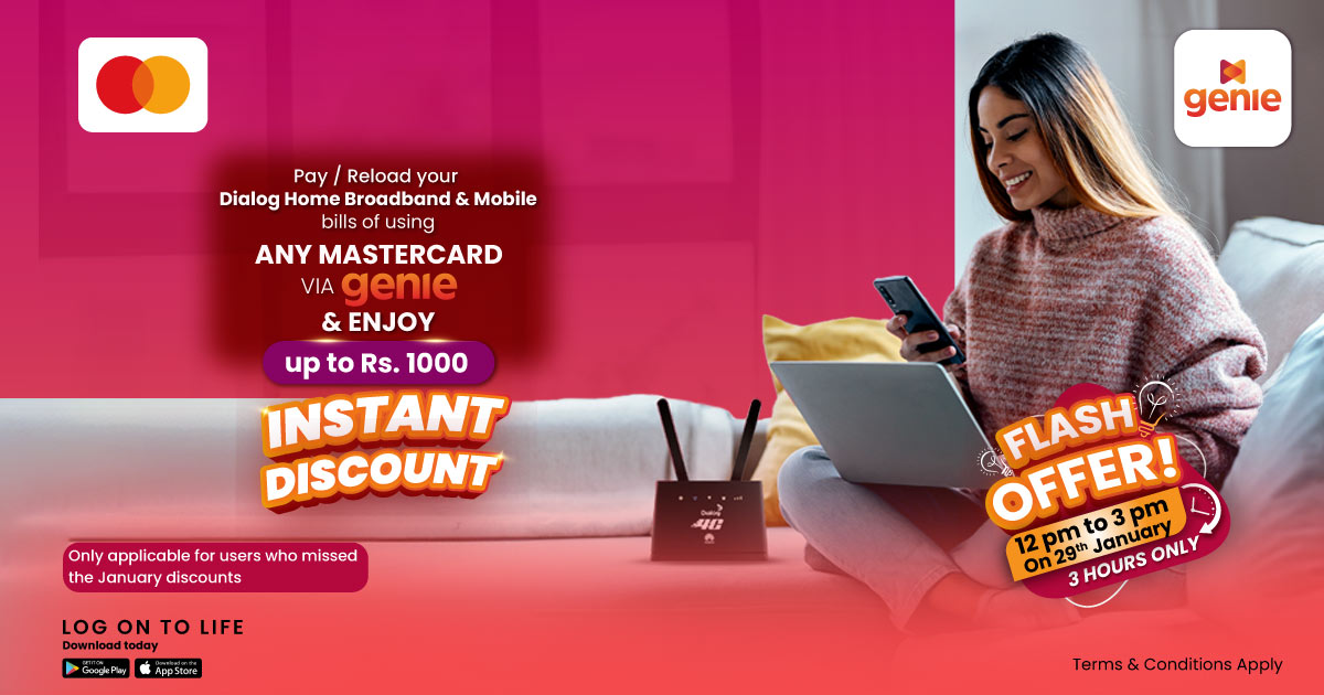 3 Hour Flash offer !! Reload/pay Dialog HBB & mobile bills of Rs.1000 ...