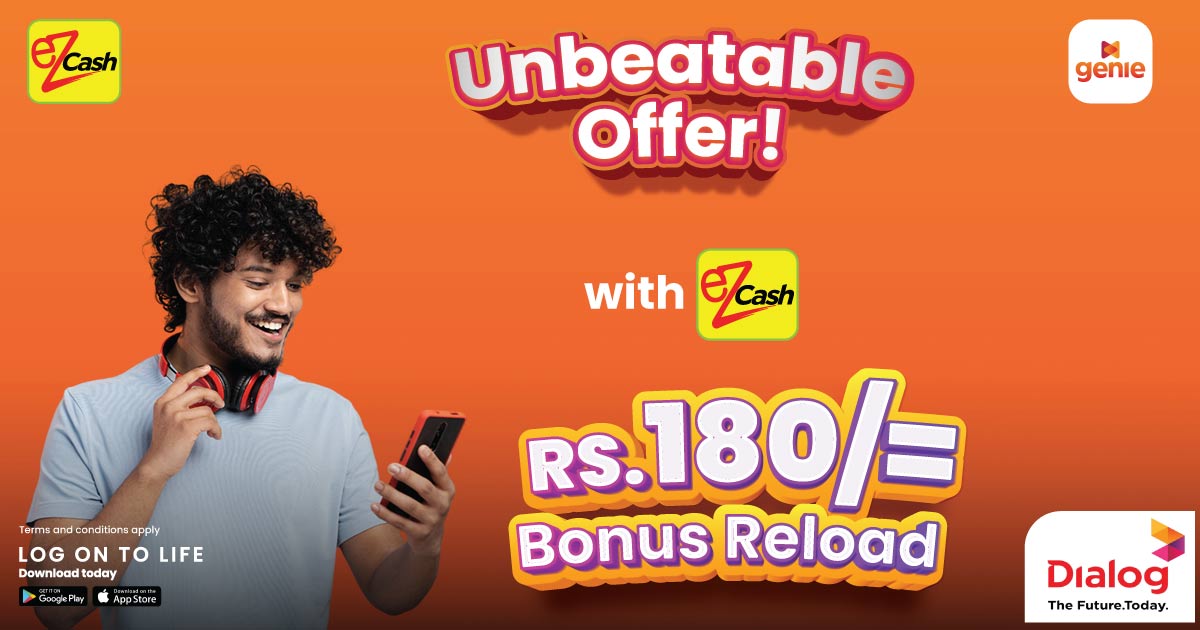 Get Rs.180 Airtel Bonus Reload via eZ Cash on genie app | Promotions ...