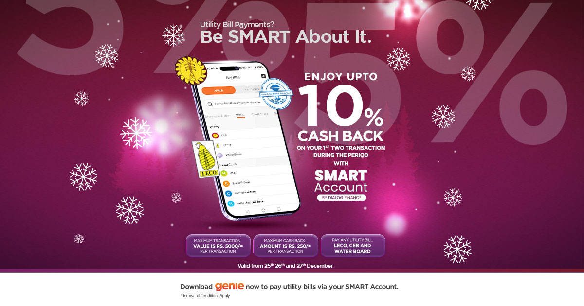 Utility bill payment 10% cashback up to Rs. 500/= when pay via Dialog ...