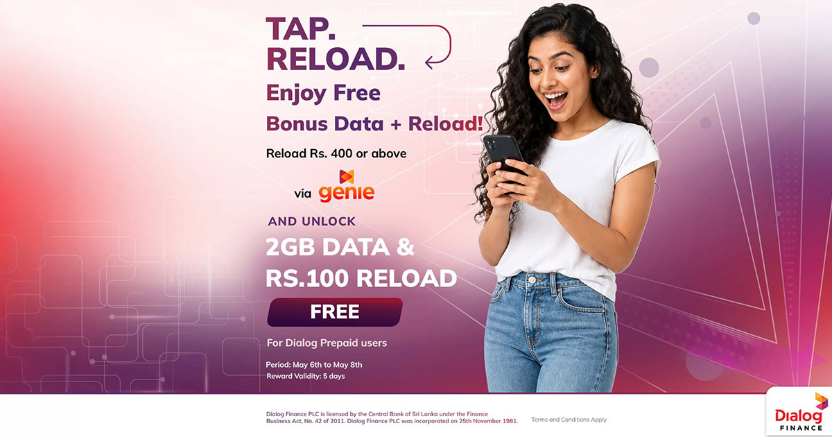 Reload Rs.400/= or more to Dialog Prepaid Mobile No and Get 2GB + Rs ...